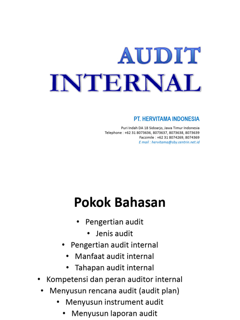Presentasi Tentang Audit Internal | PDF