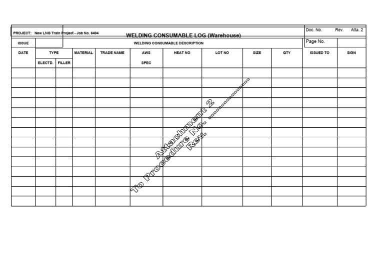 252 Atta 2welding Consumable Log (Warehouse) | PDF