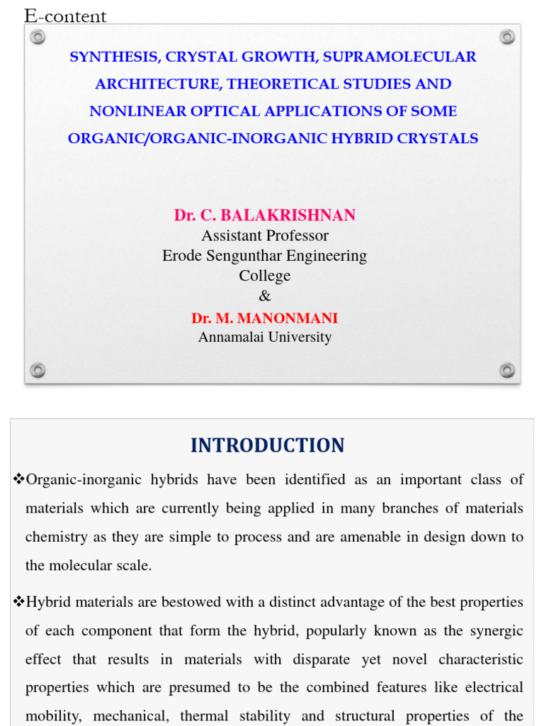 E-Content Nonlinear Optical Applications of Some Organic Organic ...