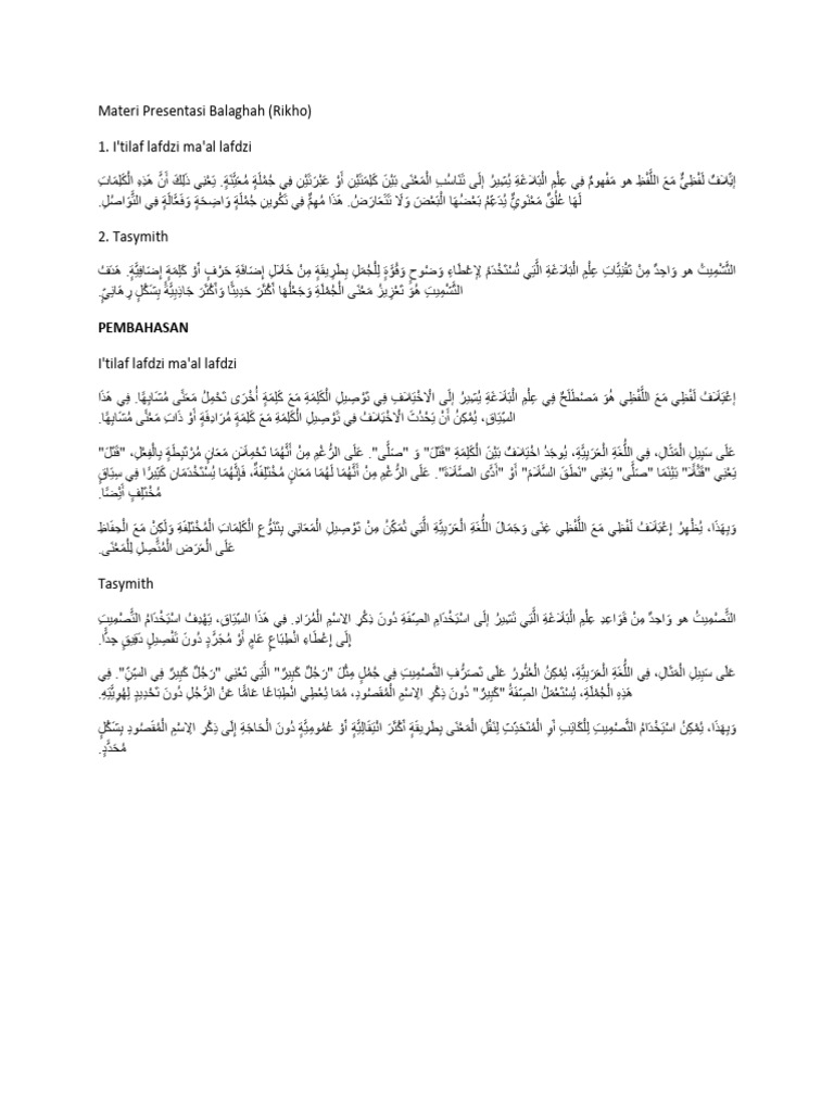 Presentasi Balaghah Rikho | PDF