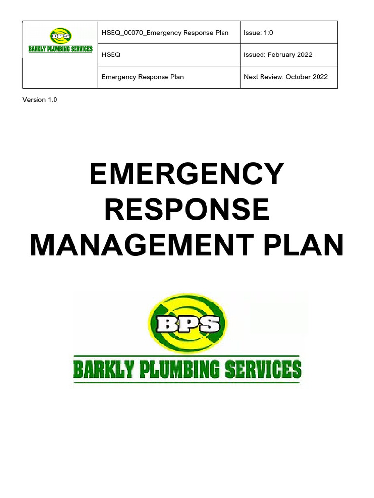Barkly Plumbing Emergency Response Plan | PDF | Cardiopulmonary ...