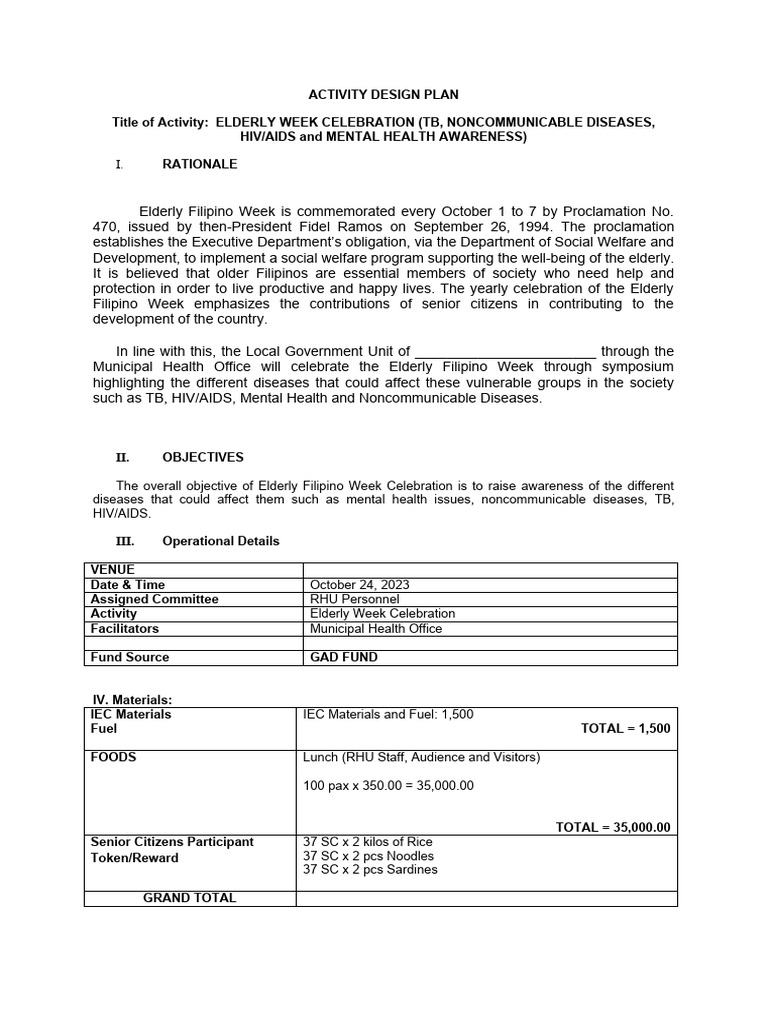 Elderly Week Celebration (October 24, 2023) | PDF | Social Science