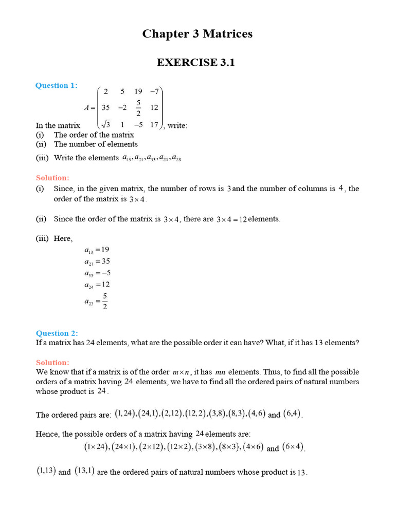 Matrices[1] | Download Free PDF | Matrix (Mathematics) | Linear Algebra