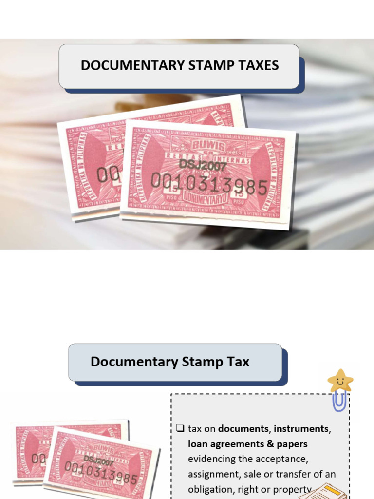 Handout - Documentary Stamp Taxes (March 8, 2024) | PDF | Debt | Banks