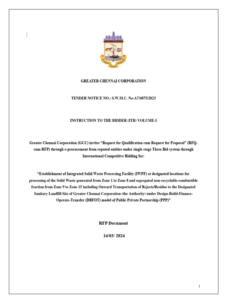 GCC Waste To Energy Tender | PDF | Waste | Request For Proposal