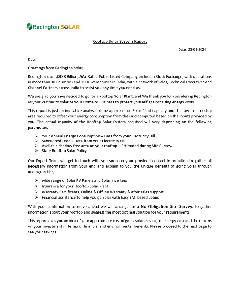 Redington Solar Report | Download Free PDF | Solar Power | Climate ...