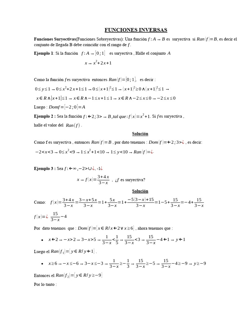 Funciones Inversas 2024 | PDF | Función (Matemáticas) | Relaciones ...