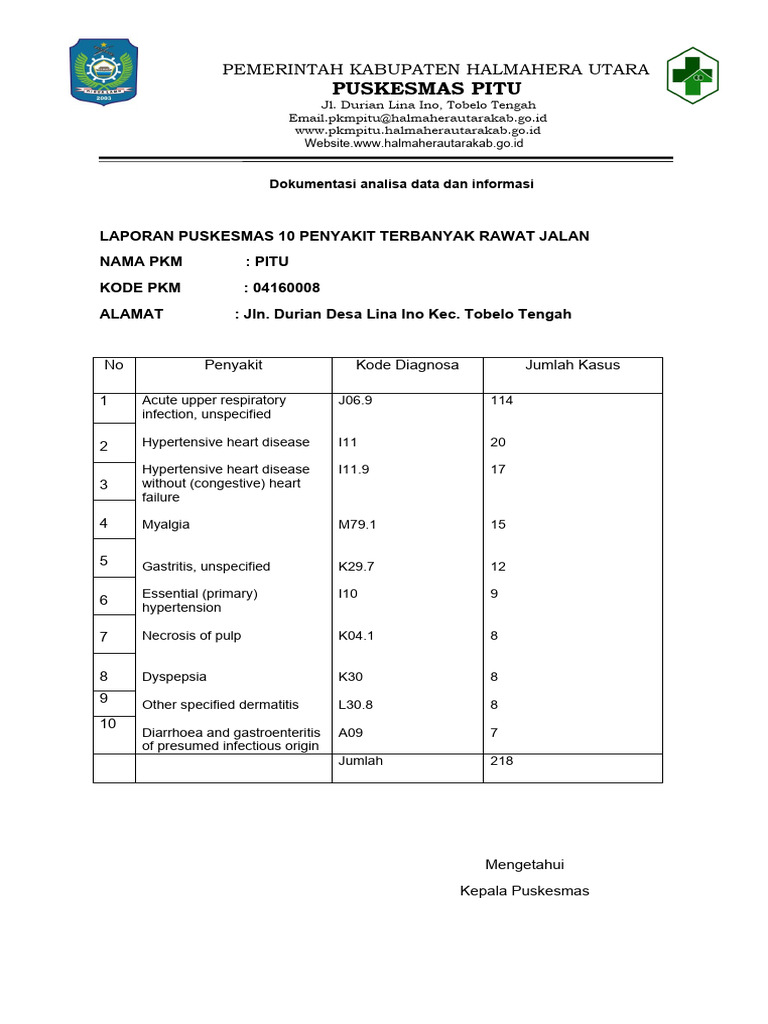 Laporan 10 Penyakit Terbanyak | PDF