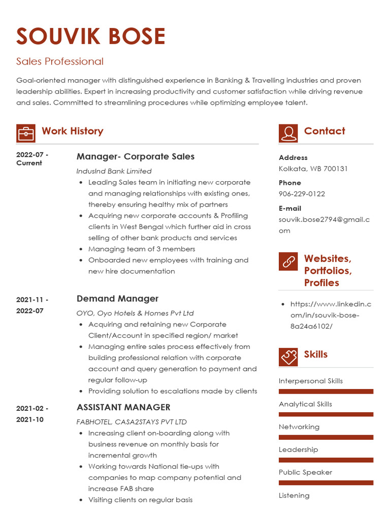 SOUVIK BOSE - Resume | PDF | Sales | Business
