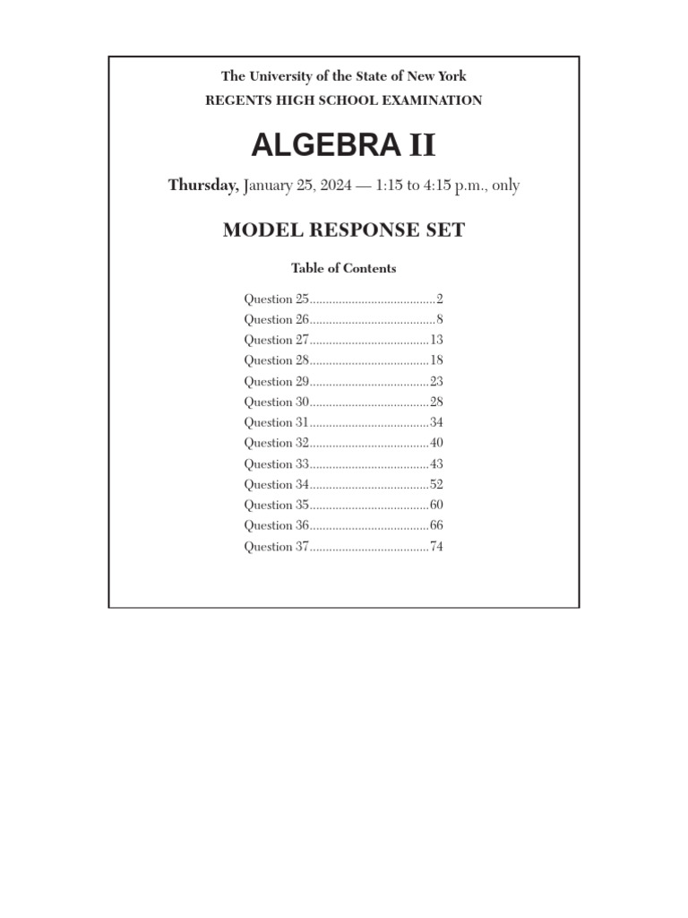 Algebra II Regents January 2024 Answers | PDF | Allergy | Sampling ...