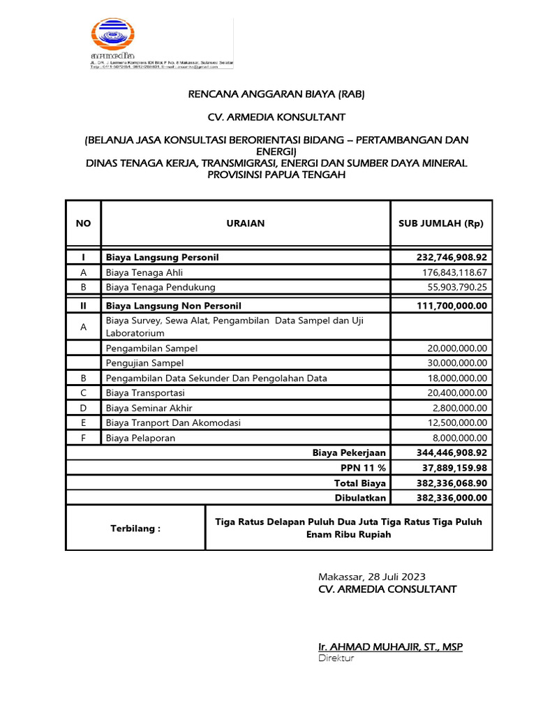 RAB Pengujian Sampel | PDF