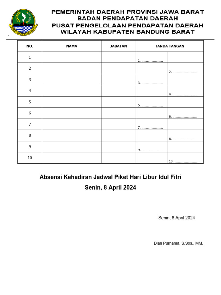 Absensi Piket | PDF