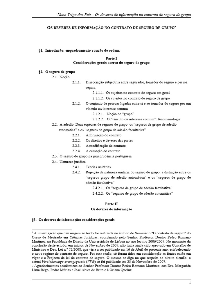 DR Nuno Trigo Reis Deveresdeinformaçãonocontratodesegurodegrupo | PDF ...
