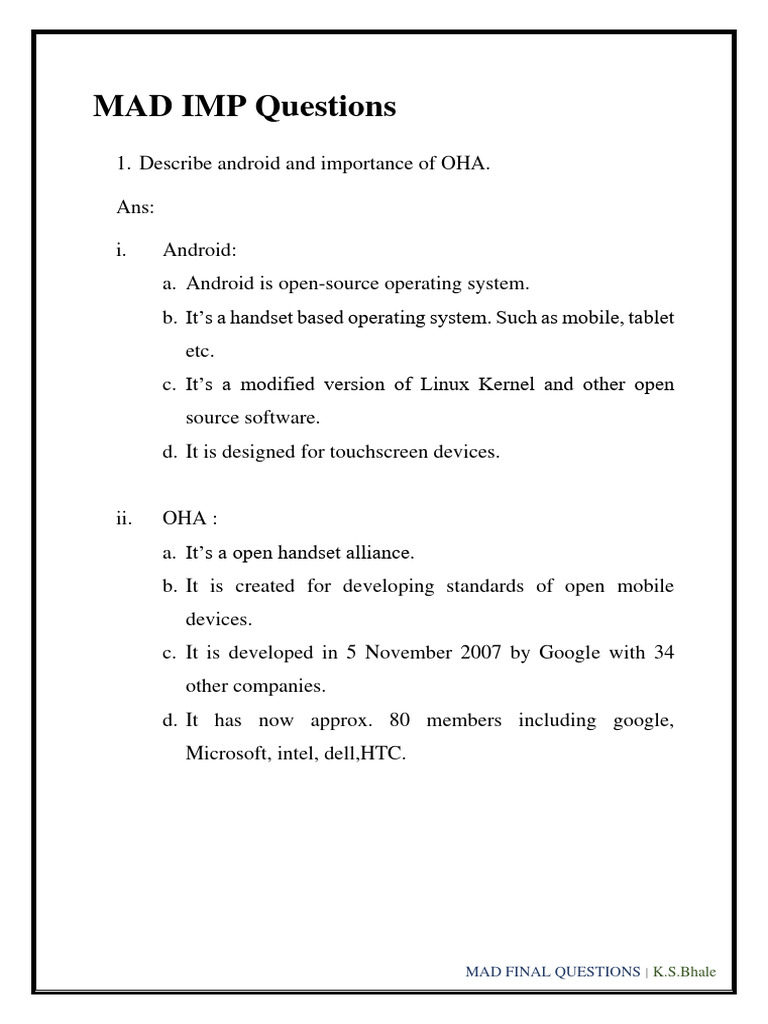 MAD IMP Questions Final | PDF | Java Virtual Machine | Android ... MAD IMP Questions Final | PDF | Java Virtual Machine | Android ...
