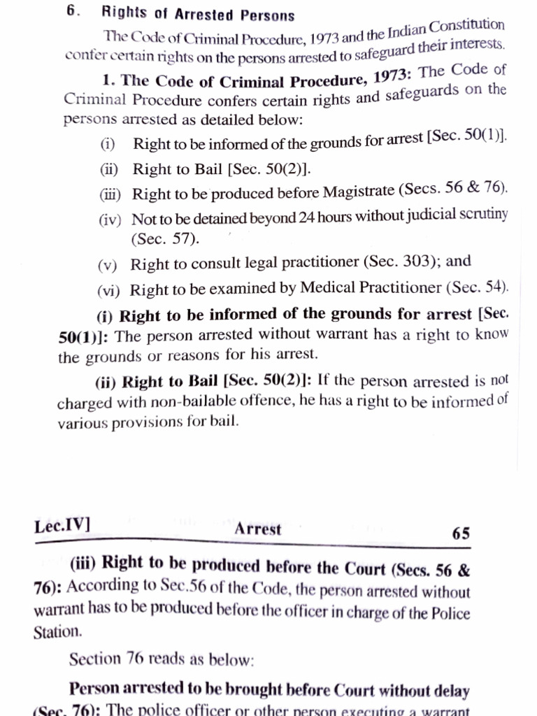 Rights of Arrsted Person | PDF | Arrest | Bail