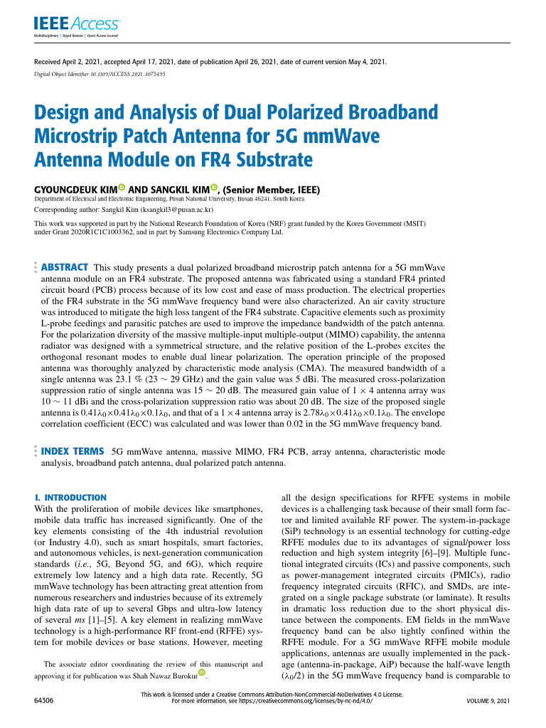Design and Analysis of Dual Polarized Broadband Microstrip Patch Antenna For 5G Mmwave Antenna ...