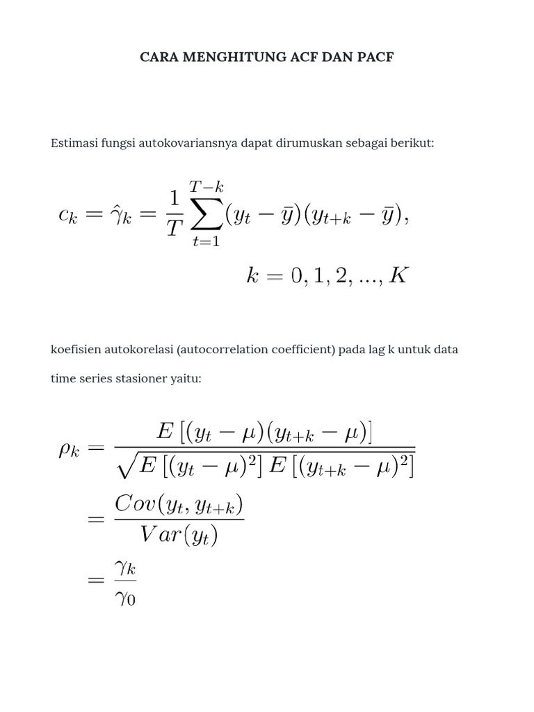 Cara Menghitung Acf Dan Pacf | PDF