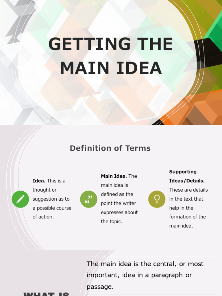 Getting The Main Idea | PDF