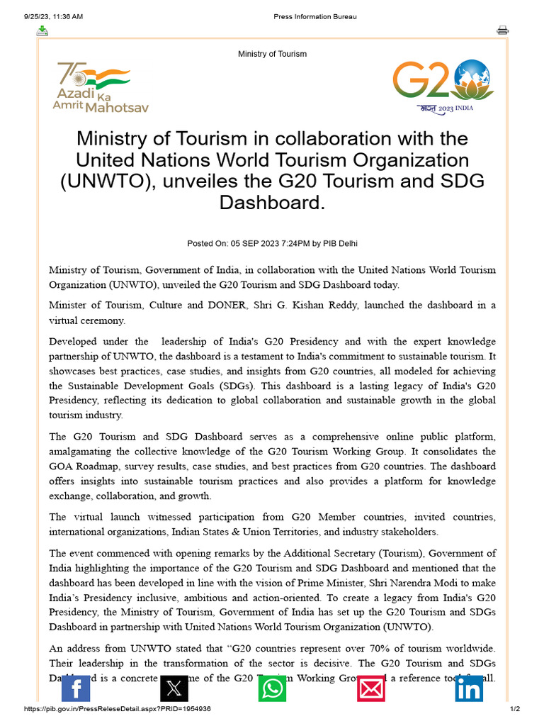 G20 - Tourism Dashboard | PDF | Tourism | Economies