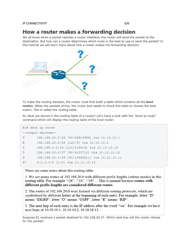 IP CONNECTIVITY 3-6 9tut | PDF | Routing | Router (Computing)