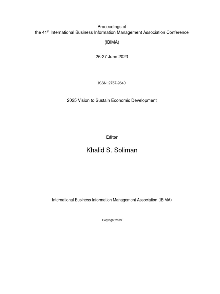 Part 1 of 4 - 41st IBIMA Proceedings Cover | PDF | Social Science ...