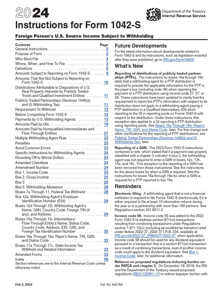 Instructions For Form 1042-S: Future Developments | PDF | Internal ...