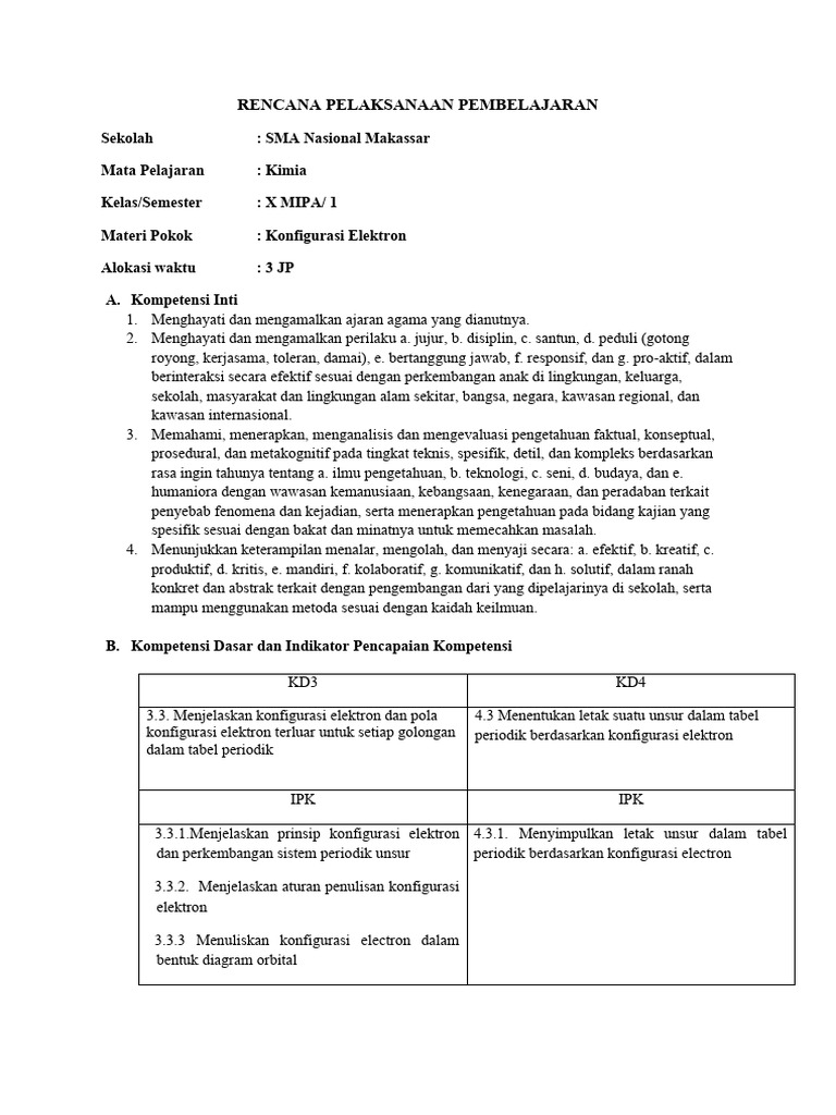 Rencana Pelaksanaan Pembelajaran | PDF
