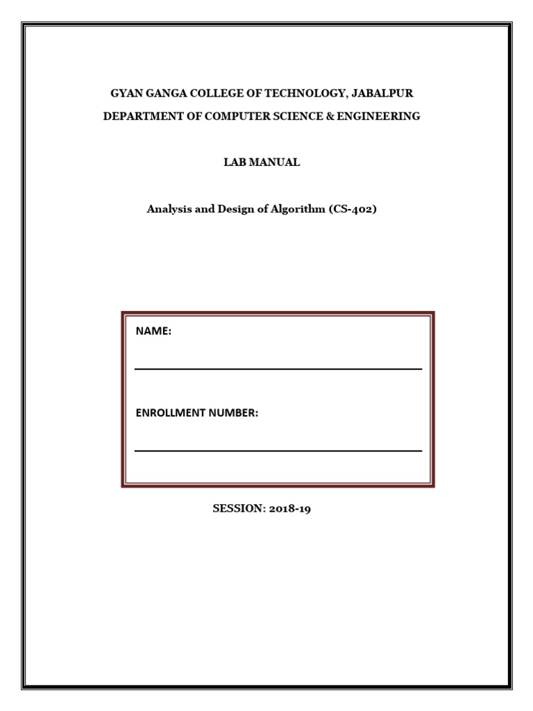 CS402 - Lab Manual - ADA | PDF | Computational Complexity Theory | Theoretical Computer Science