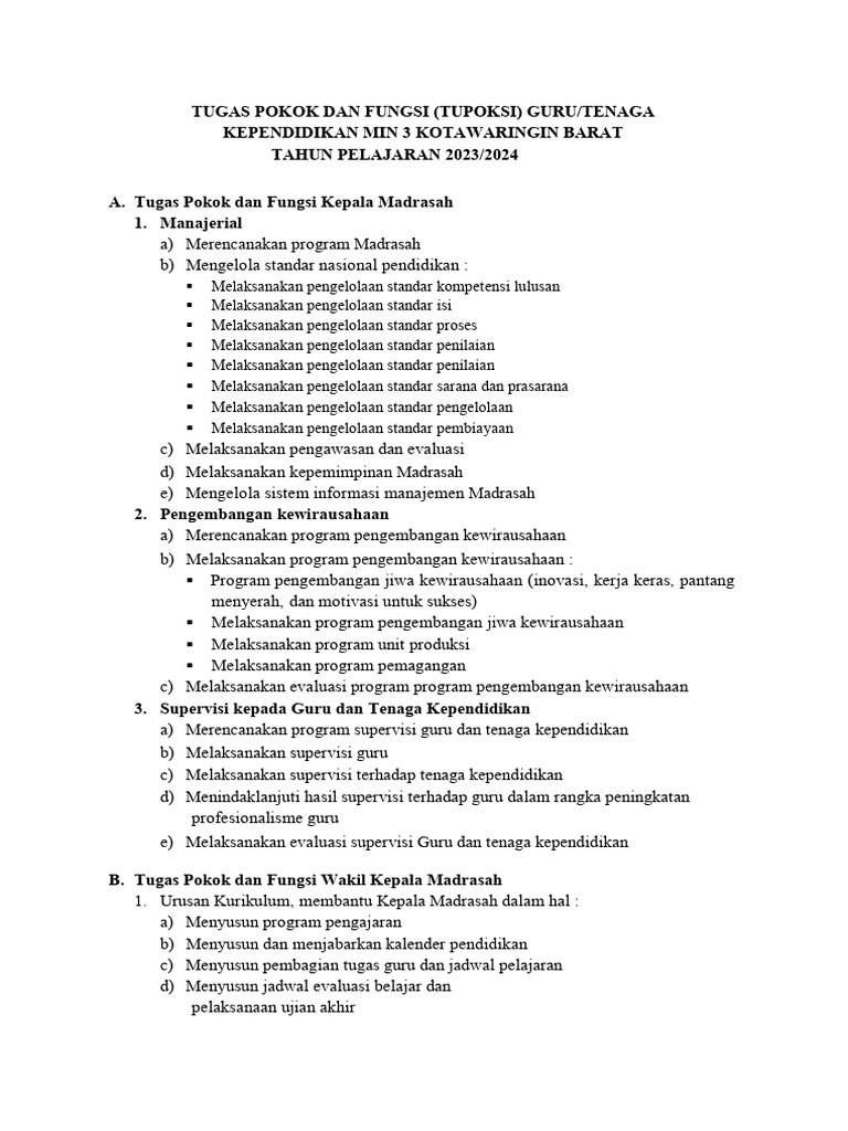 Tupoksi Kamad Wali Kelas Tu | PDF | Bisnis | Seni
