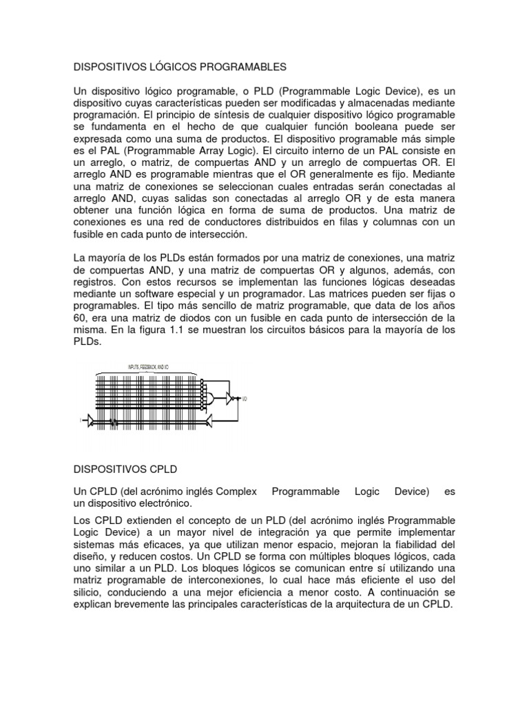 Dispositivos Lógicos Programables | PDF | Arreglos de compuertas lógicas programables en sitio ...