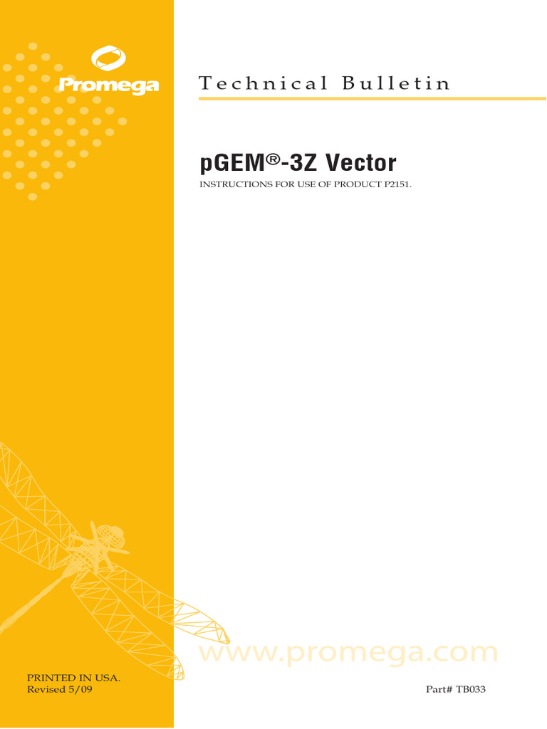 pGEM-3Z Vector TB033 | PDF | Molecular Cloning | Vector (Molecular Biology)