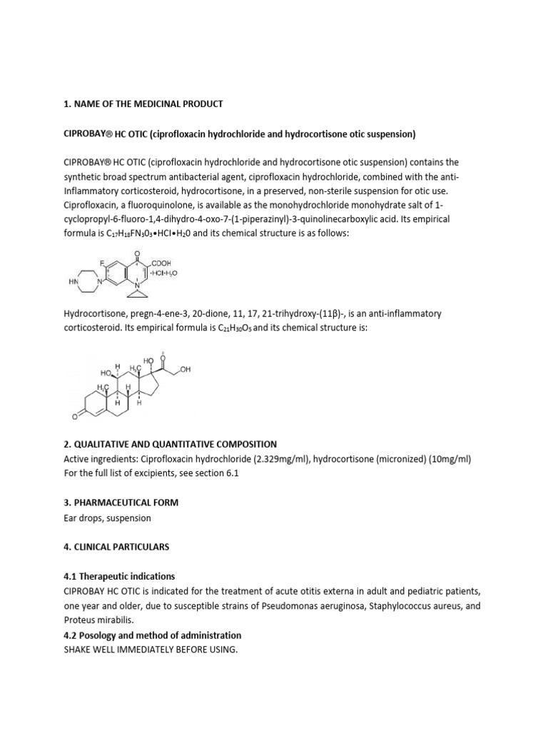 Ciprobay HC Otic Suspension-Jan2014.SINv2-approved11Sep2019 | PDF ...