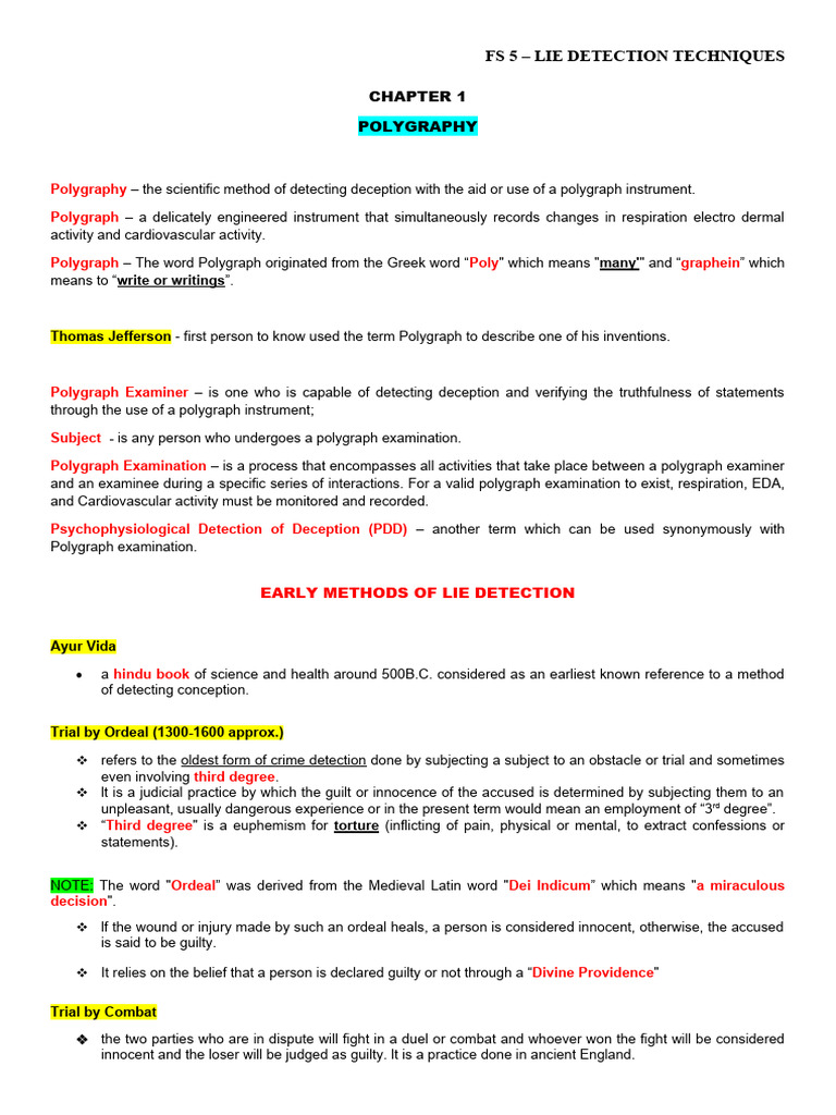 Forensic 5 - Prelim - Chapter 1 & 2 | PDF | Polygraph