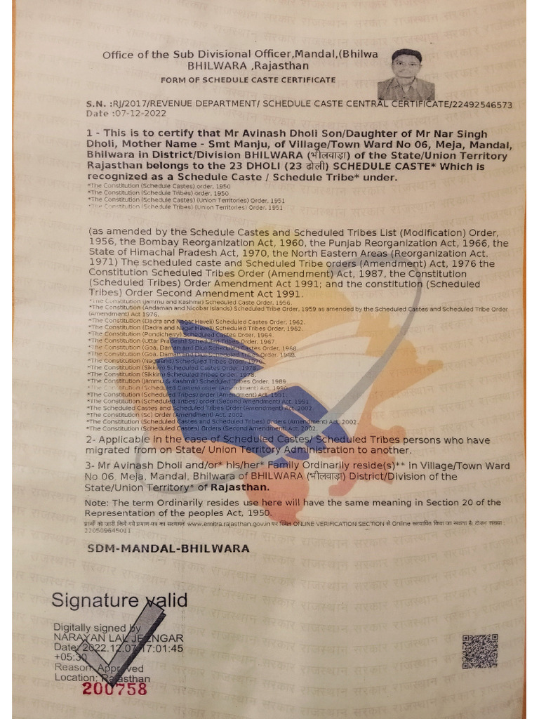 Caste Certificate Central | PDF