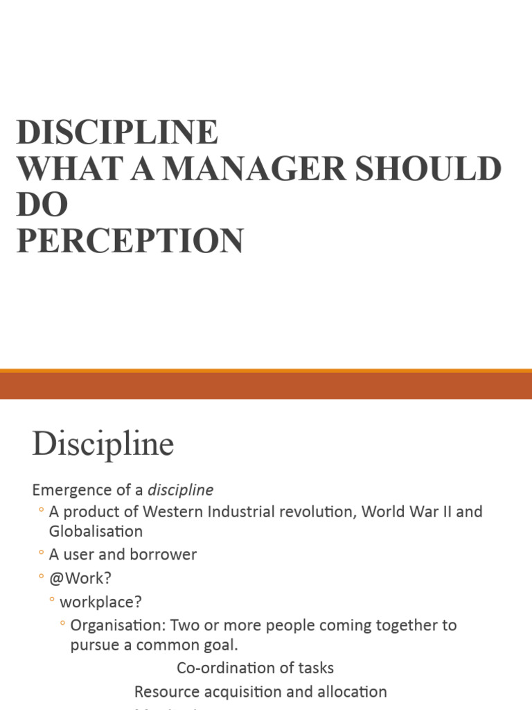Session 1 Discipline, Manager and Perception | PDF | Perception ...