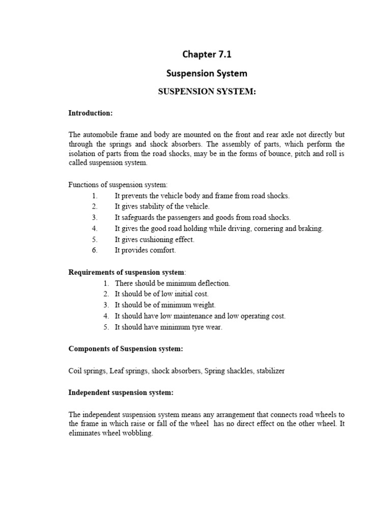 7.1 Suspension System | PDF | Mechanical Engineering | Transportation ...