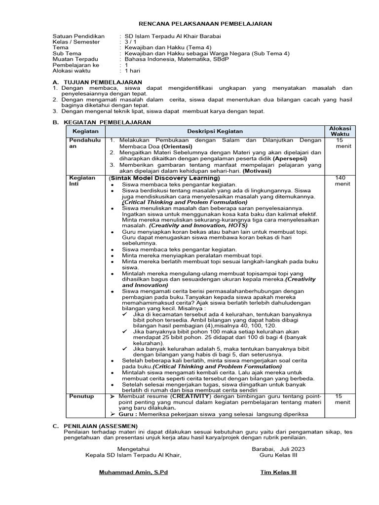 Sintak Model Discovery Learning) : (Critical Thinking and Prolem ...