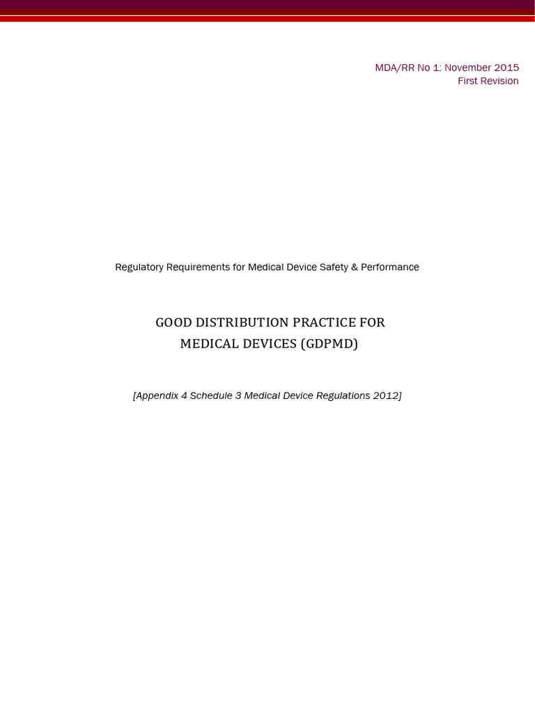 Good Distribution Practice For Medical Devices (GDPMD) | PDF | Medical ...
