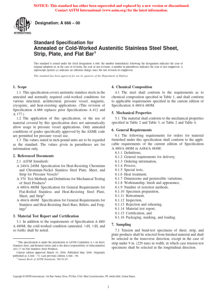 ASTM A666-00 - Da Sostituire Con 2015 | PDF | Strength Of Materials ...