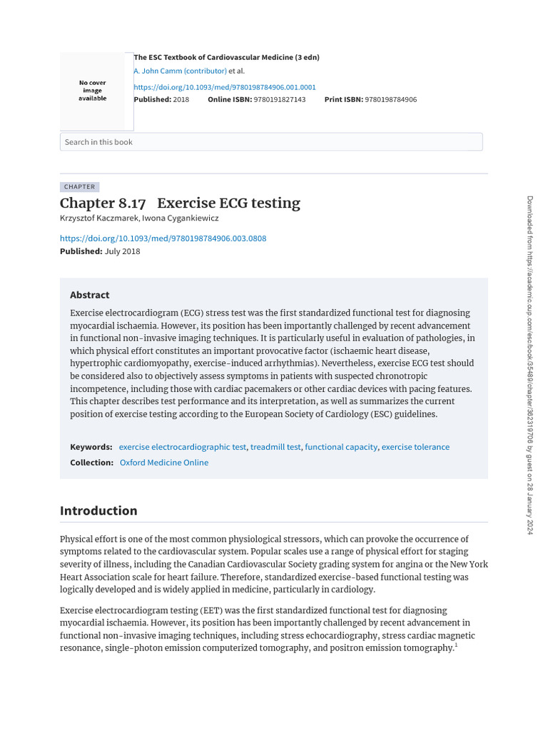 Exercise Stress Testing Article | PDF | Coronary Artery Disease ...