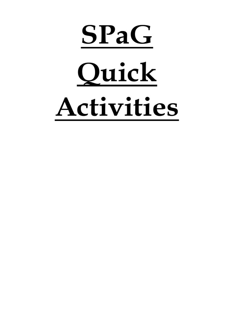 SPaG 20 Minute Activities Blank | PDF | Crossword