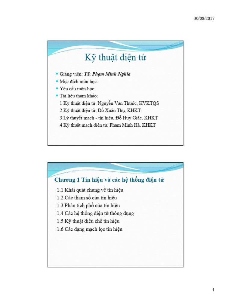 Chuong 1 Tin Hieu Va Cac He Thong Dien Tu | PDF