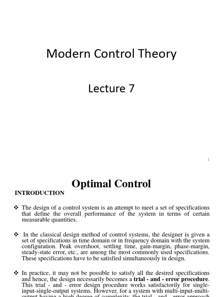 Modern Control Theory 7 | Download Free PDF | Control Theory | Optimal Control