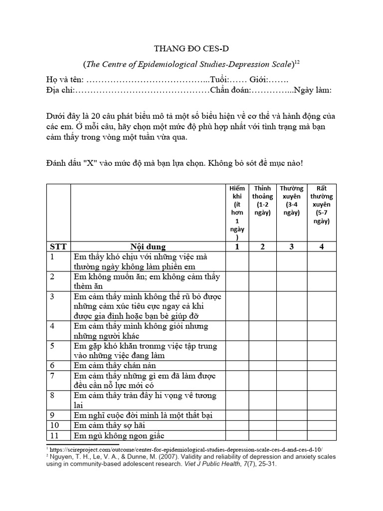 Thang Đo Ces-D | PDF