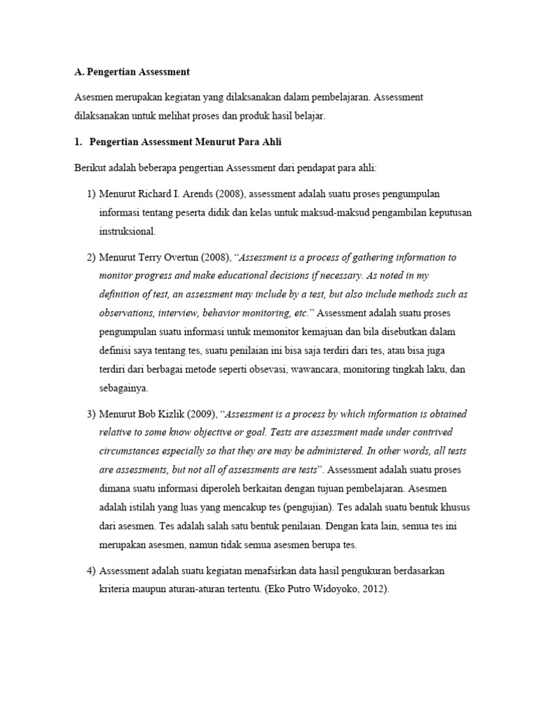 Pengertian Assessment | PDF | Karier & Perkembangan