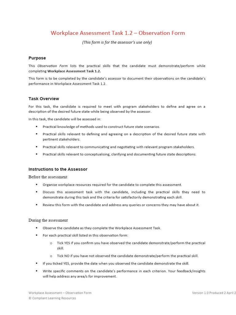 BSBPMG630 Observation Assessment Form | PDF | Negotiation | Learning
