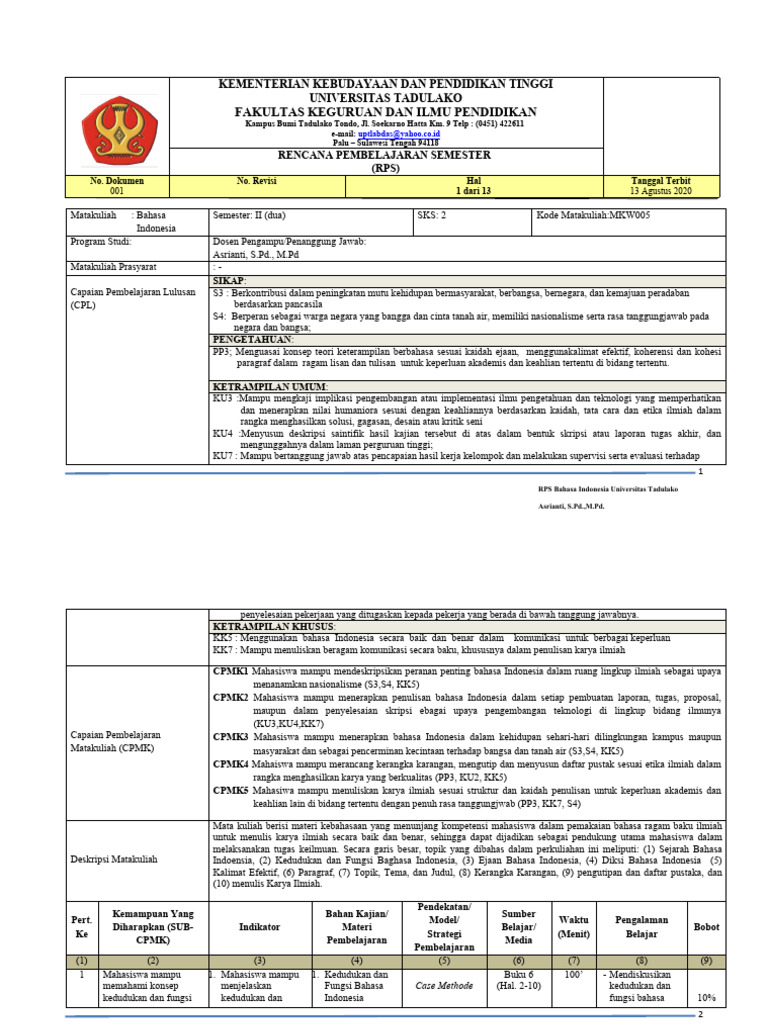 RPS Aplikasi Komputer | PDF