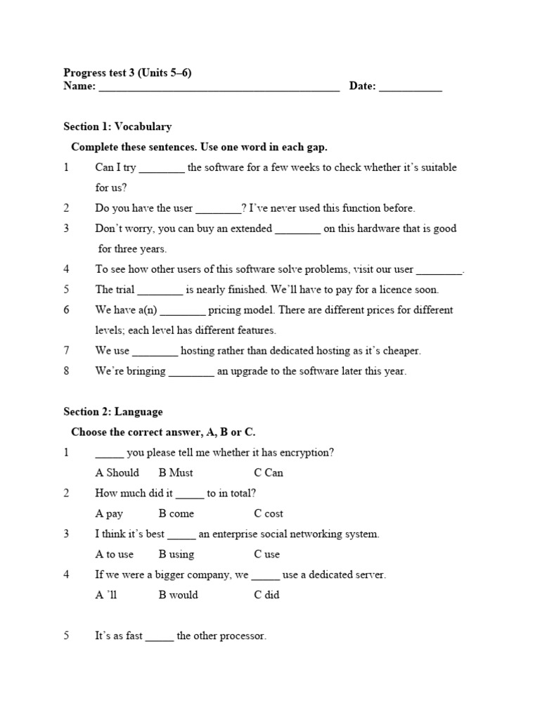 Progress test 3 | Download Free PDF | Computing | Information Technology