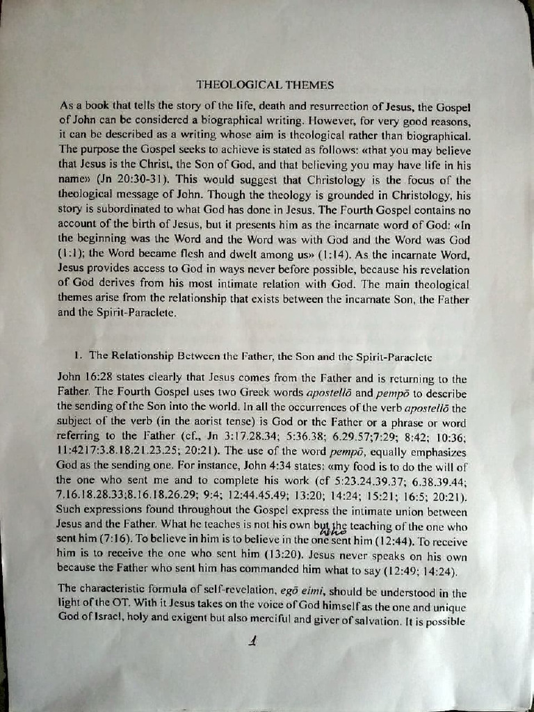 Eke On Theological Themes | PDF | Gospel Of John | God The Father