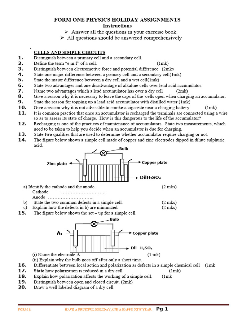 FORM 1 PHYSICS(1) | PDF | Electrical Engineering | Electricity